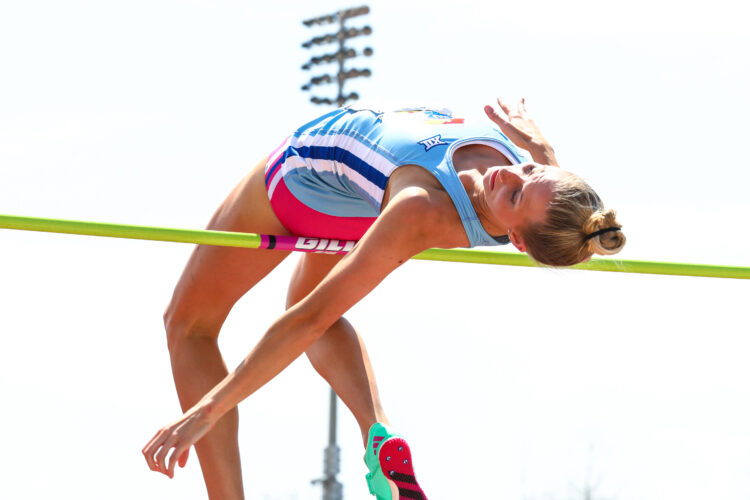 KU senior Rylee Anderson takes high jump at Kansas Relays, several ...